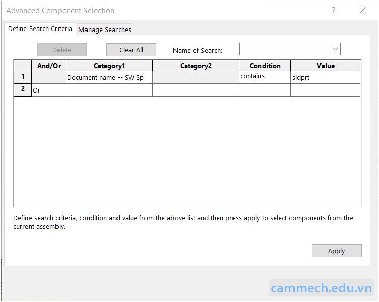 Advanced Select và ứng dụng để thay đổi vật liệu trên Solidworks
